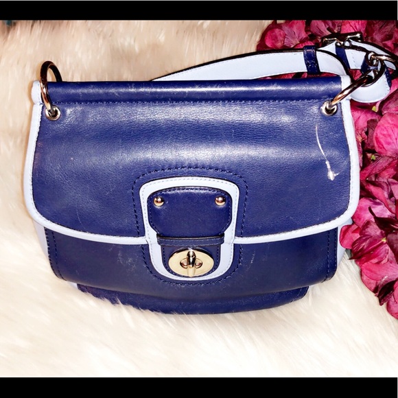 Coach | Bags | Coach Blue Leather Shoulder Bag | Poshmark